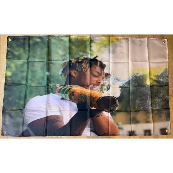Wall Decor | Juice Wrld Smoking A Pencil Joint Rap Rapper Picture Flag ...